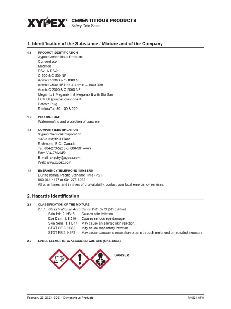 FDS-XYPEX CONCENTRADOCementitious-Products | PDF