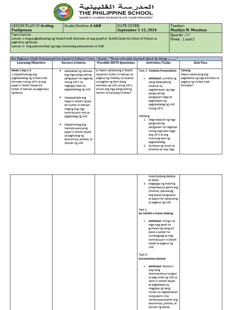 AP 6 LP WEEK 1-2 | PDF