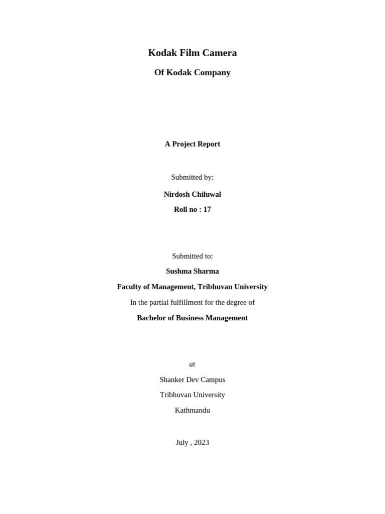 Report On Kodak | PDF | Camera | Pricing