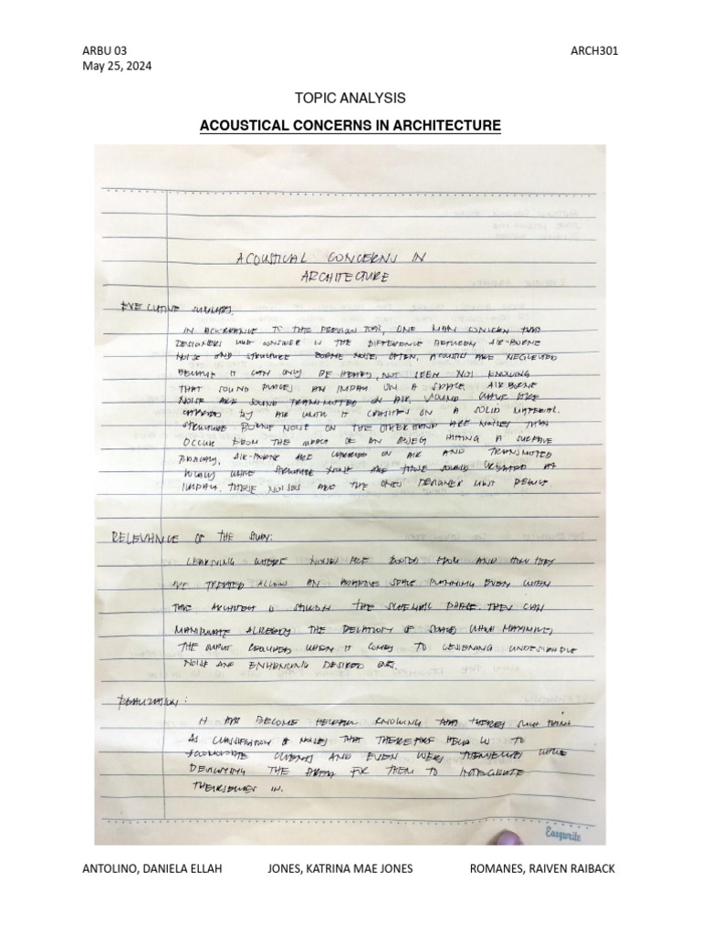 TOPIC ANALYSIS_ACOUSTICAL CONCERNS IN ARCHITECTURE | PDF
