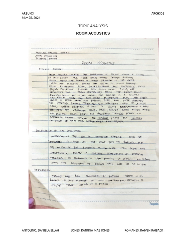 TOPIC ANALYSIS_ROOM ACOUSTICS | PDF