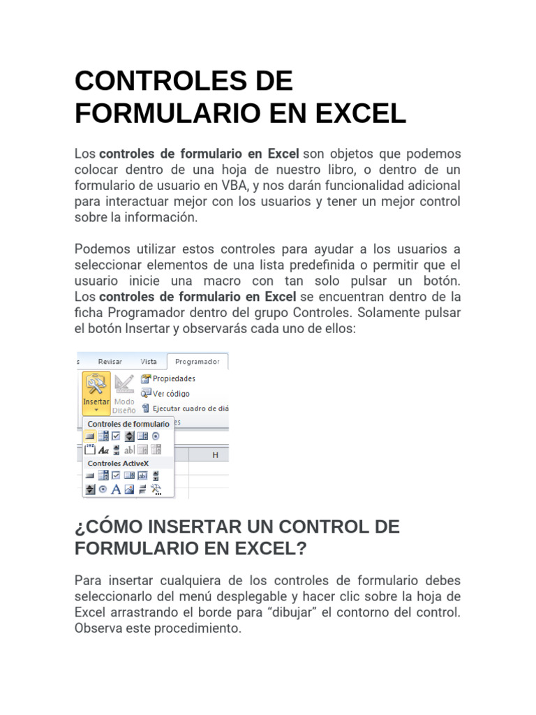 Controles de Formulario en Excel V2 | PDF