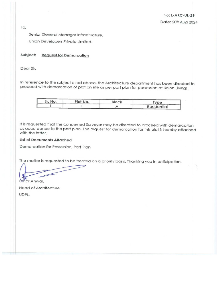 Request for Demarcation Full Set 1 A | PDF