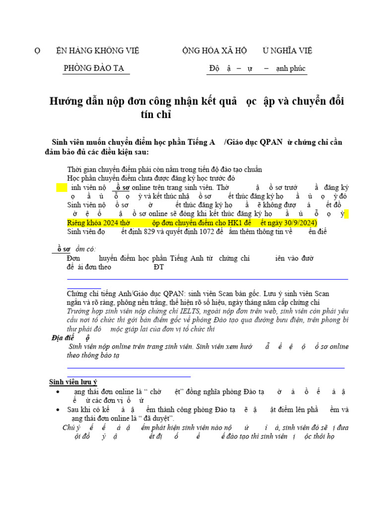Huong Dan Nop Don Cong Nhan Ket Qua Hoc Tap Mien Va Chuyen Doi Tin Chi v2 20240911034936 e | PDF