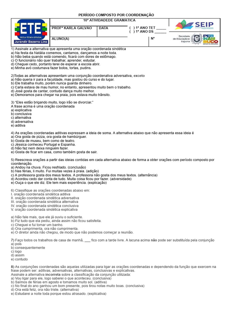 JBL Gram 10 Atividade Per-Odo Composto Por Coordena - o | PDF