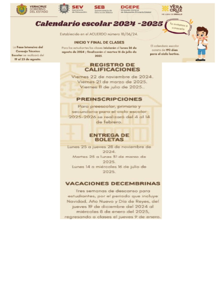 Fechas Importantes Del Calendario Escolar 2024-2025 | PDF