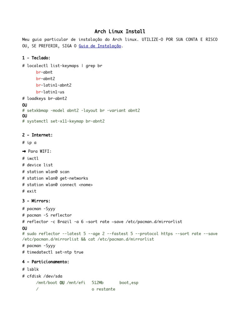 Instalação ARCH UEFI | PDF