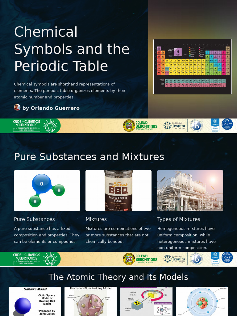 Chemical Symbols and The Periodic Table | PDF | Chemistry | Mixture