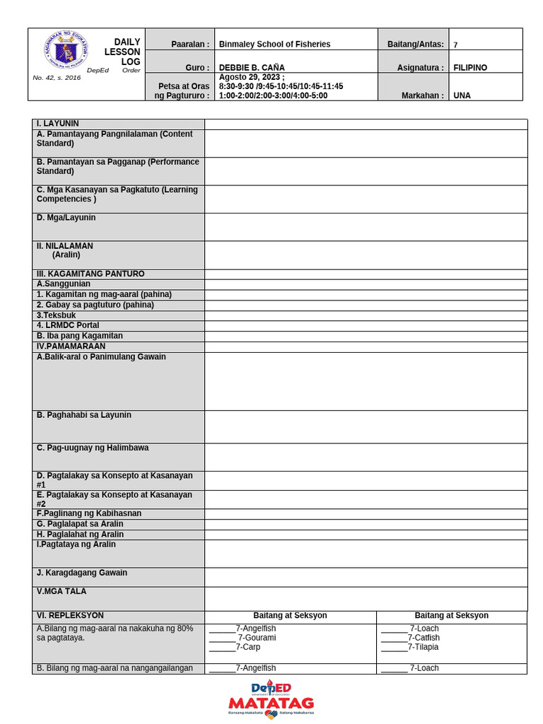 DLL Matatag Template | PDF