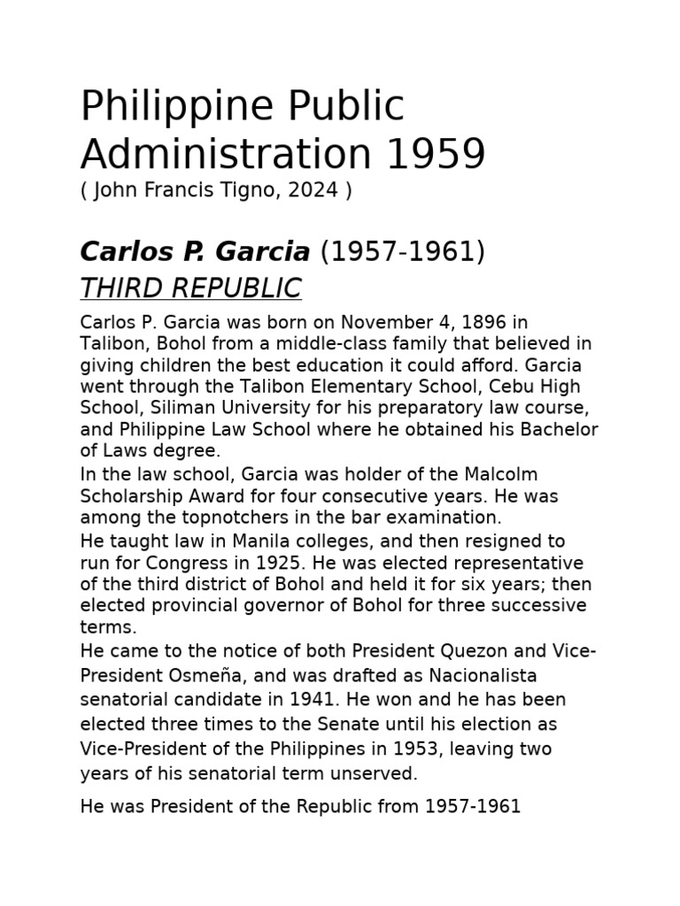 1959 Philippine Administration (John Francis Tigno, 2024) | PDF