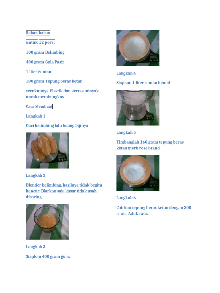 Resep Dodol Belimbing | PDF