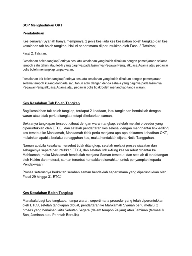 SOP Menghadirkan OKT | PDF