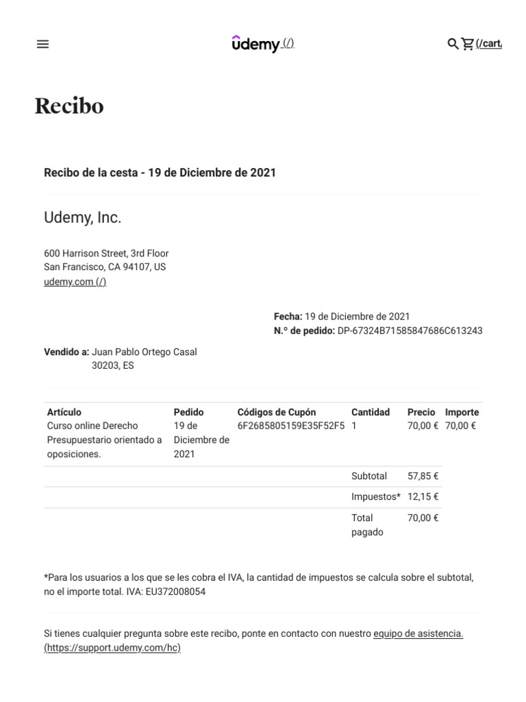Recibo Curso | PDF