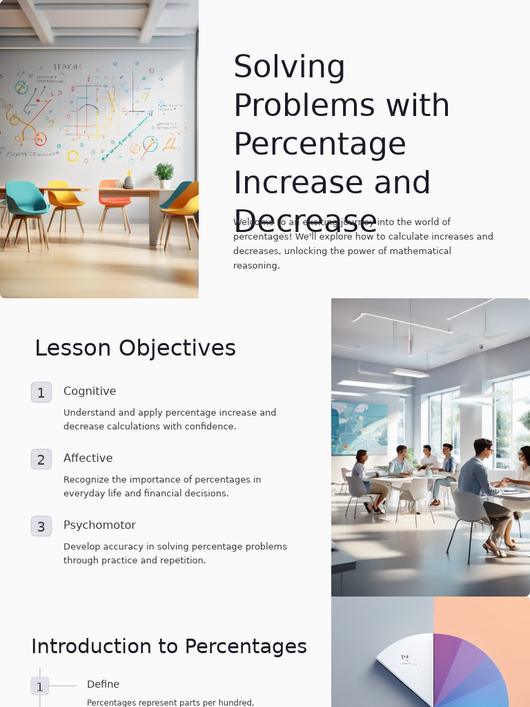 Solving Problems With Percentage Increase and Decrease | PDF