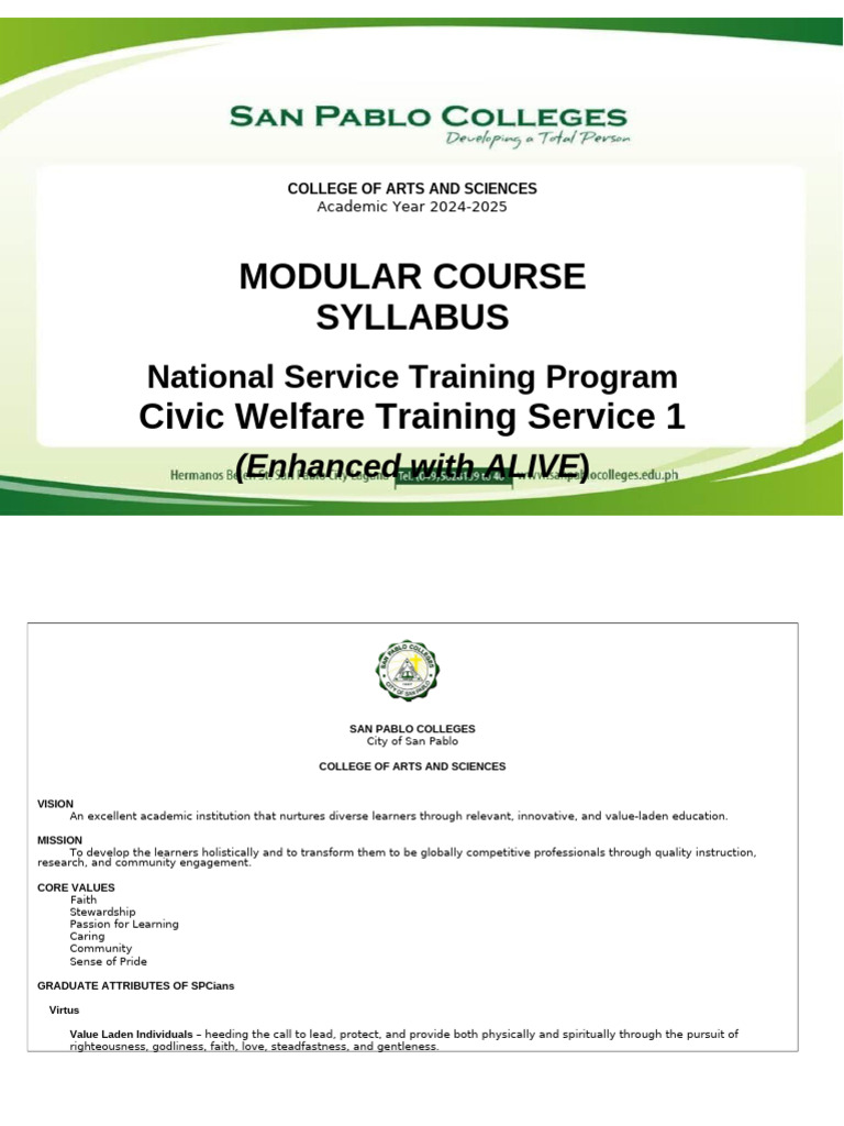 NSTP 11 MCS With Values Integration 2024 2025 | PDF