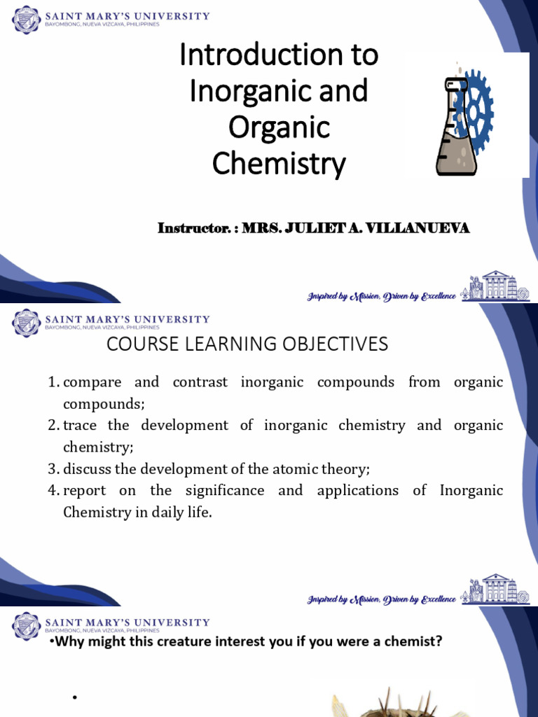 1 Lec Intro To Inorganic and Organic Chemistry | PDF