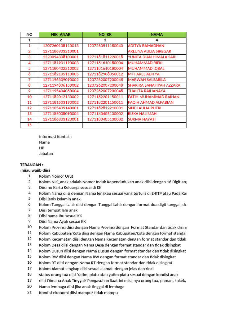 Format YAPI - Data Anak Yatim - Muh Aisy Ranting Matahari | PDF