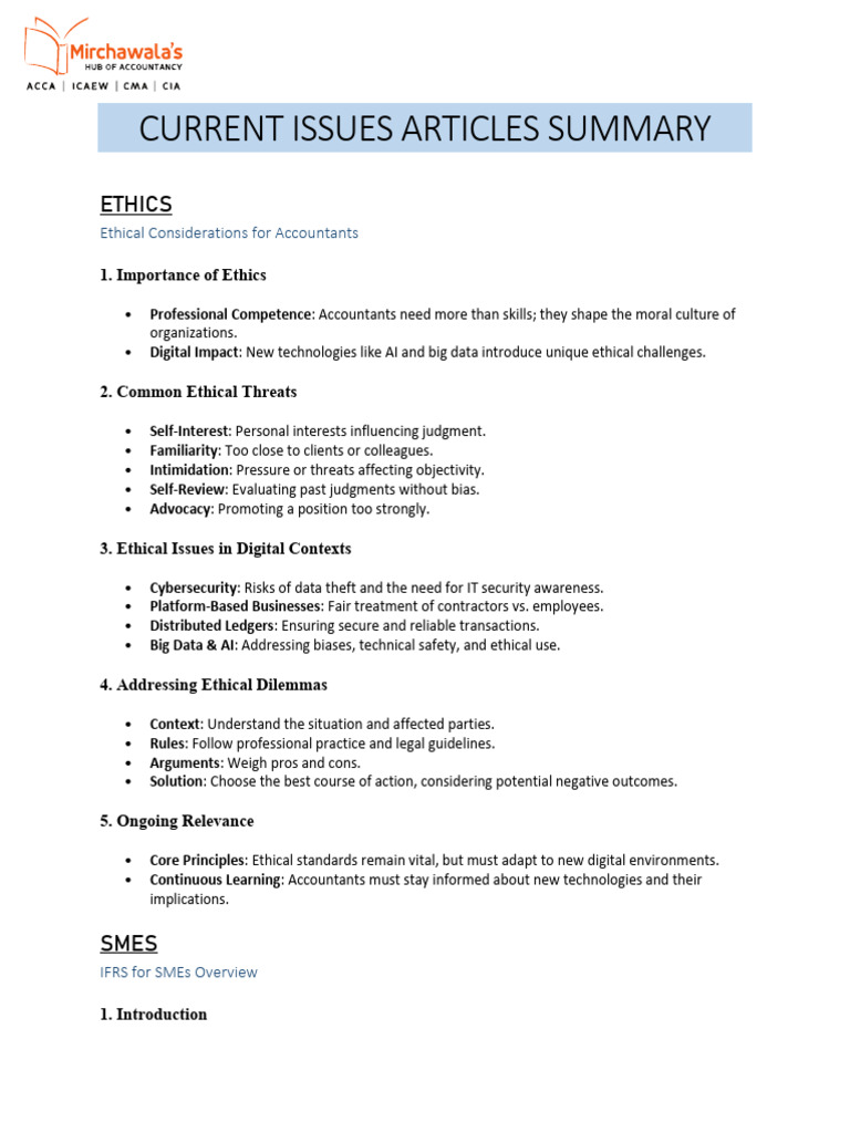 IMP CURRENT ISSUES ARTICLES Summary | PDF