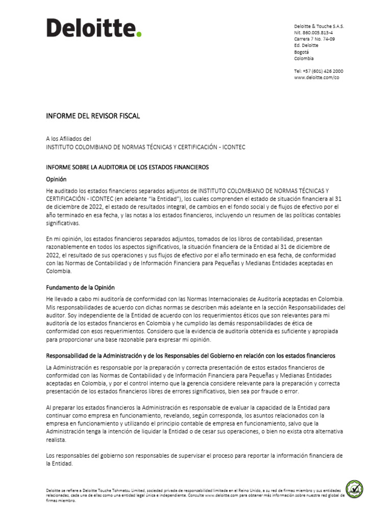 Informe-Revisor-Fiscal 2023 | PDF