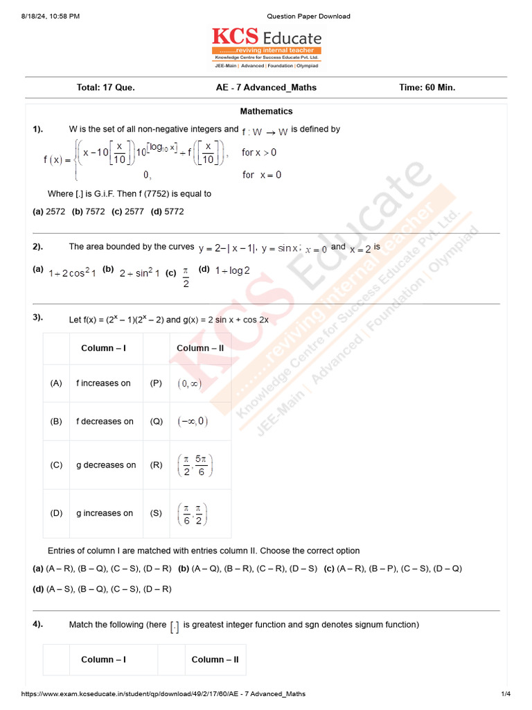 KCS Adv Paper 3 | PDF