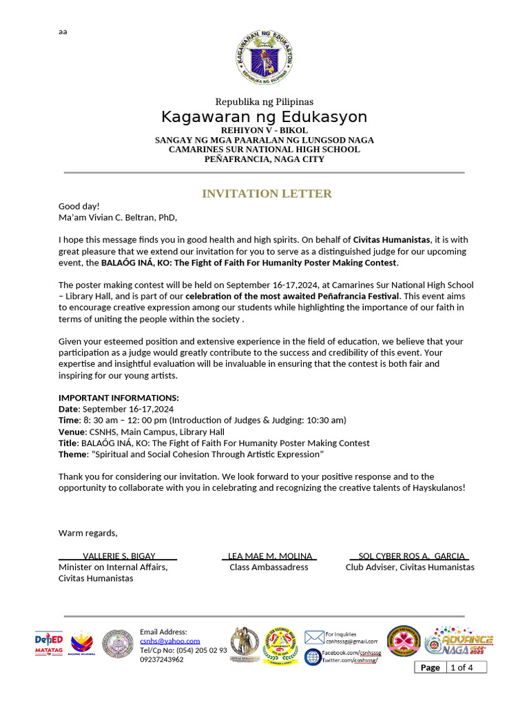 Invitation Letter | PDF