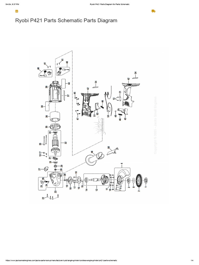 Ryobi P421 Parts Diagram for Parts Schematic | PDF