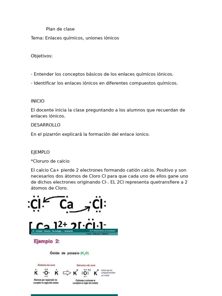 Plan de Clase 2 E.ionicos-1 | PDF | Ciencia y matemáticas