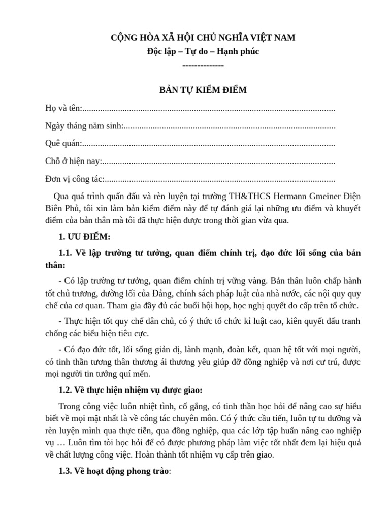Mau Ban Kiem Diem Doan Vien | PDF