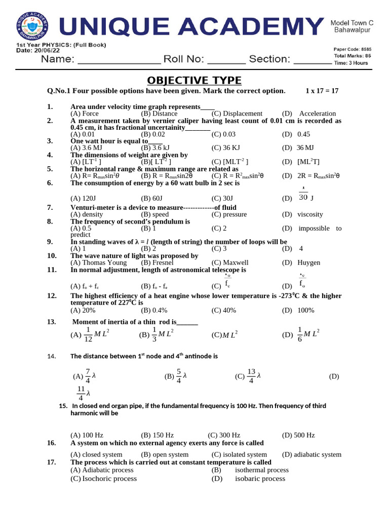 1st Year Physics Full Book | PDF