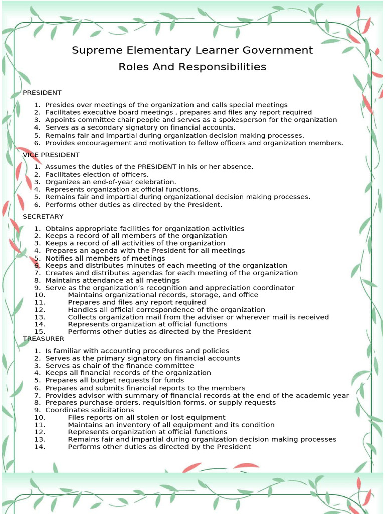 Roles and Responsibilities 2022 | PDF