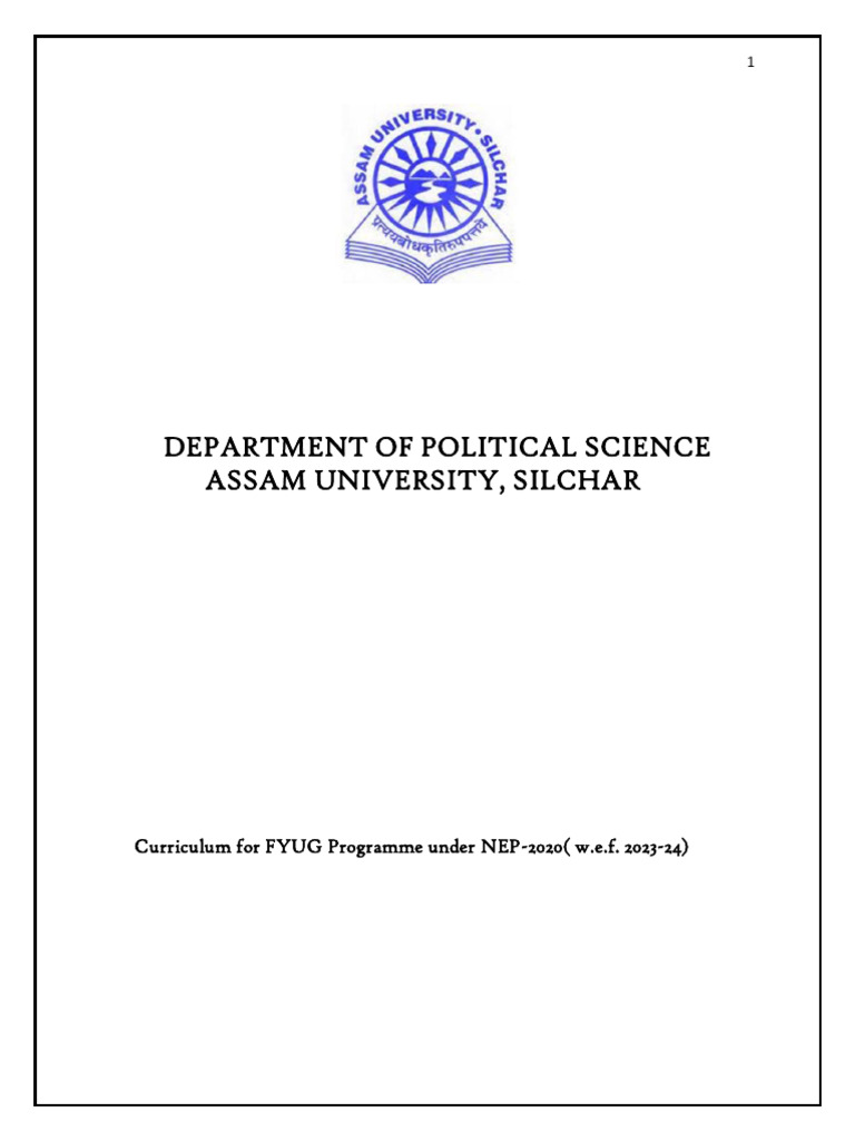 Fyug Idc Political Science Syllabus Assam University 2024 | PDF