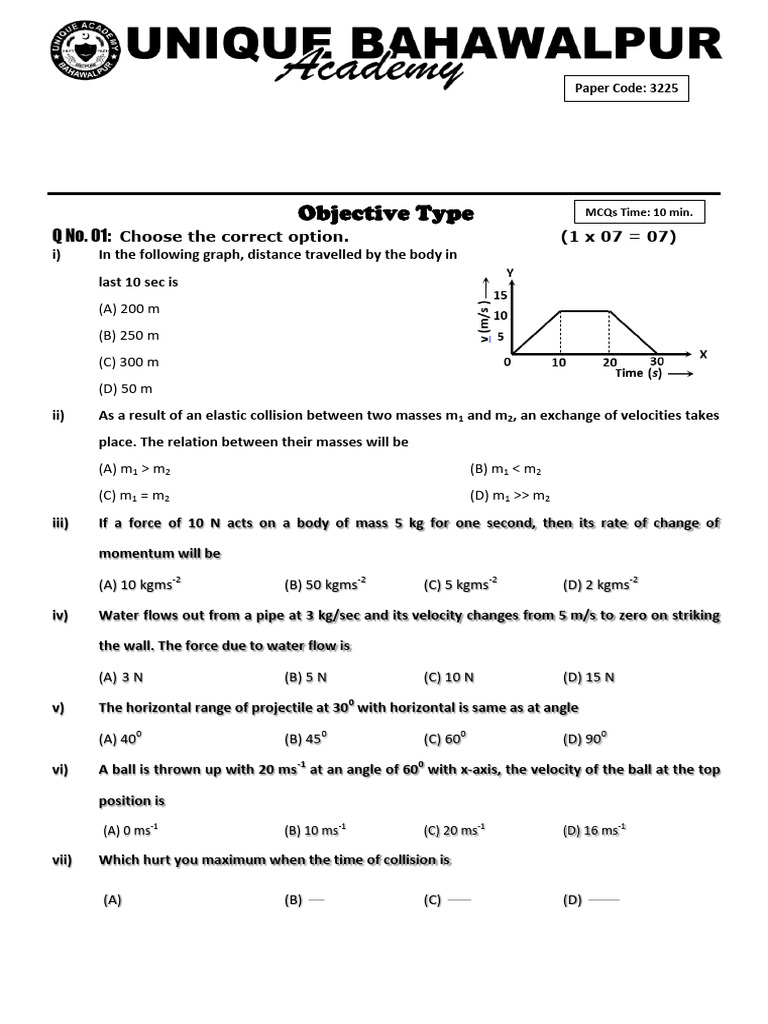 1st Year Physics T-3 2024 | PDF