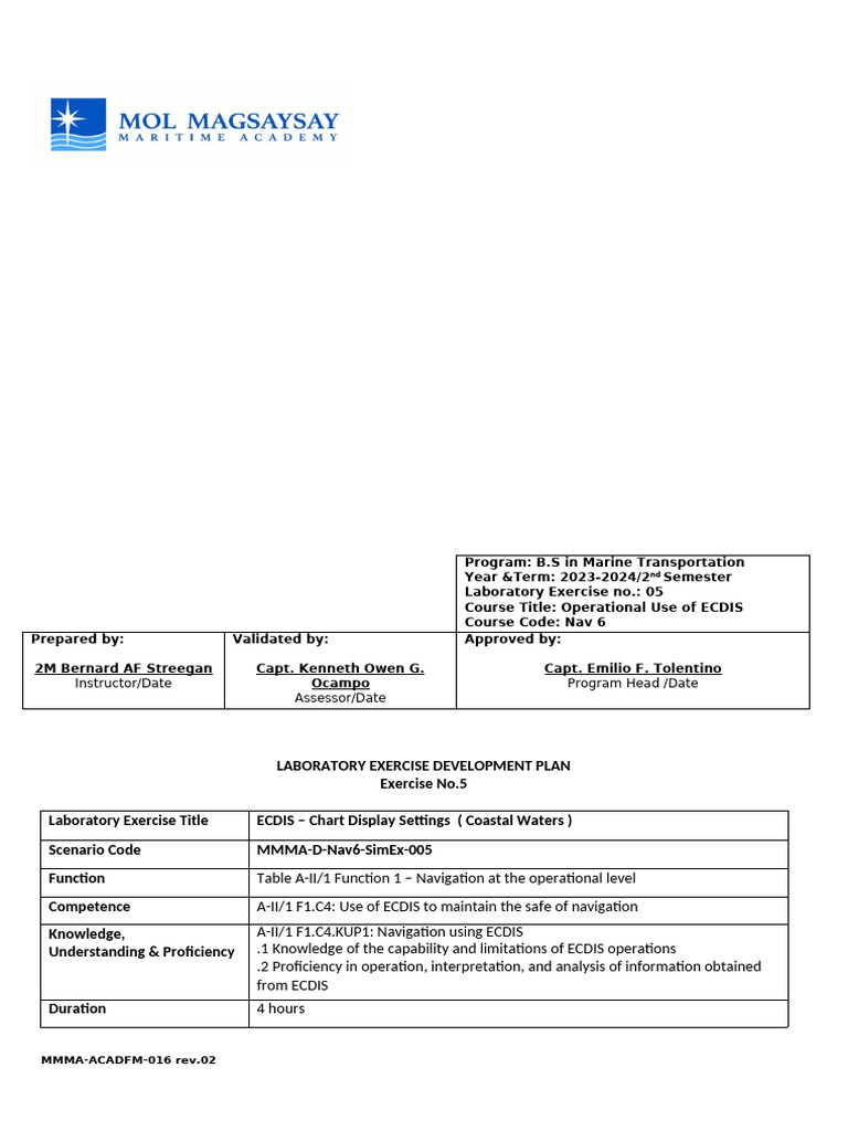 MMMA-ACADFM-016 Rev.02 Laboratory Exercise Development Plan - Exer 5 LO 2.0 | PDF