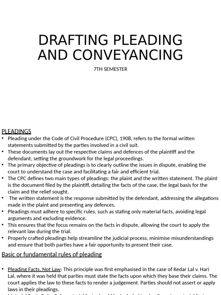Drafting Pleading and Conveyancing | PDF