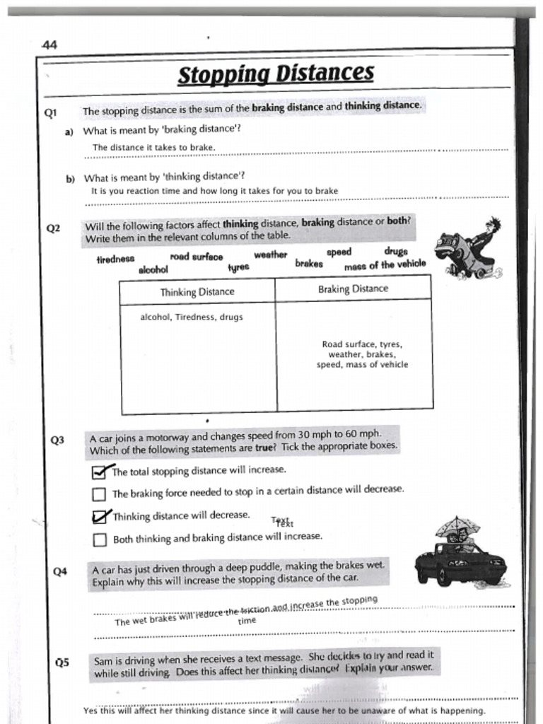 - Stopping Distance - Questions | PDF