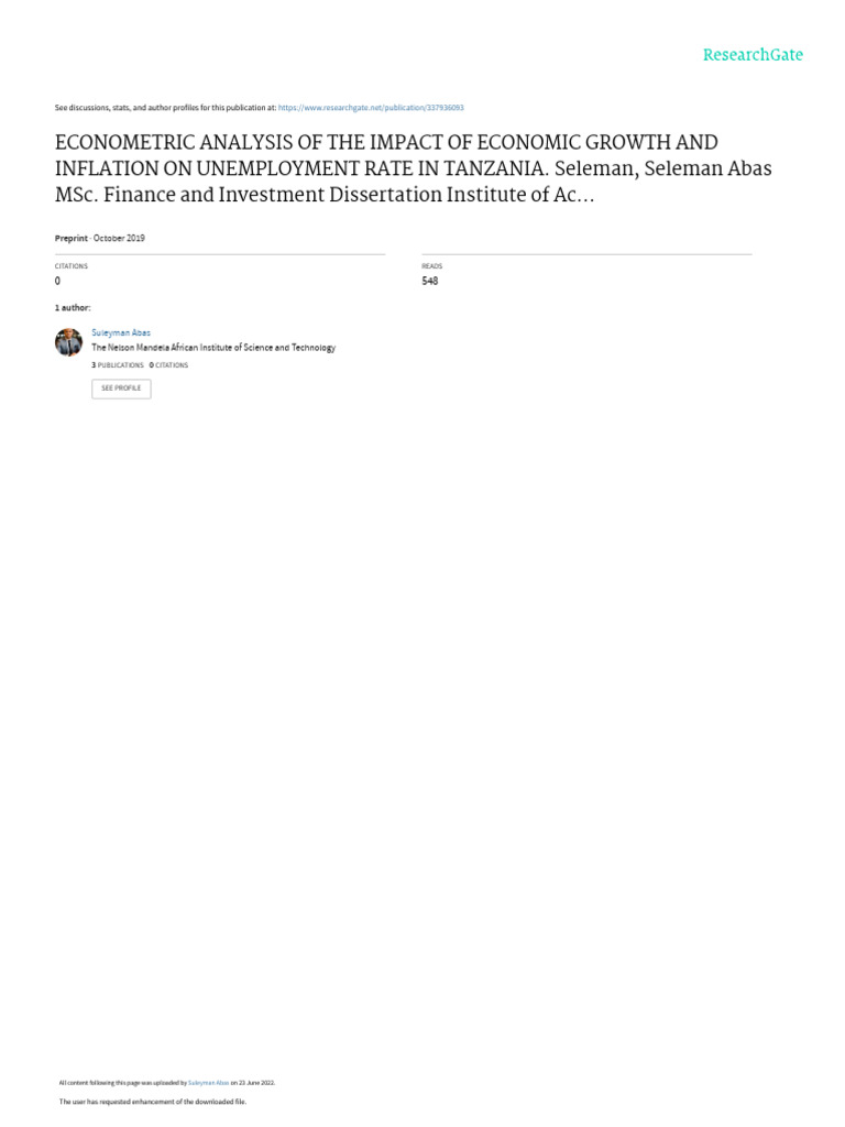 Econometric Analysis of The Impact of Economic Gro | PDF