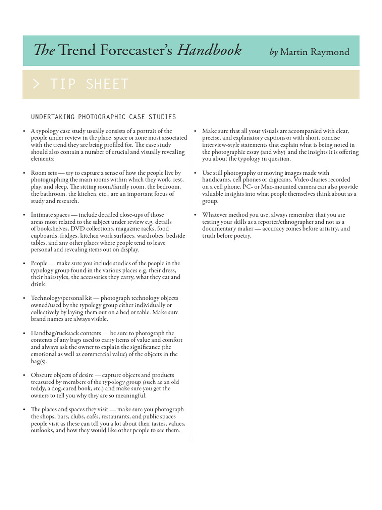 Trend Forecaster - TIP Photographic Case Studies UK | PDF