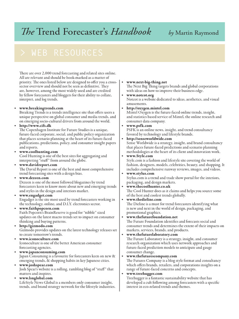 Trend Forecaster Web Resources UK | PDF