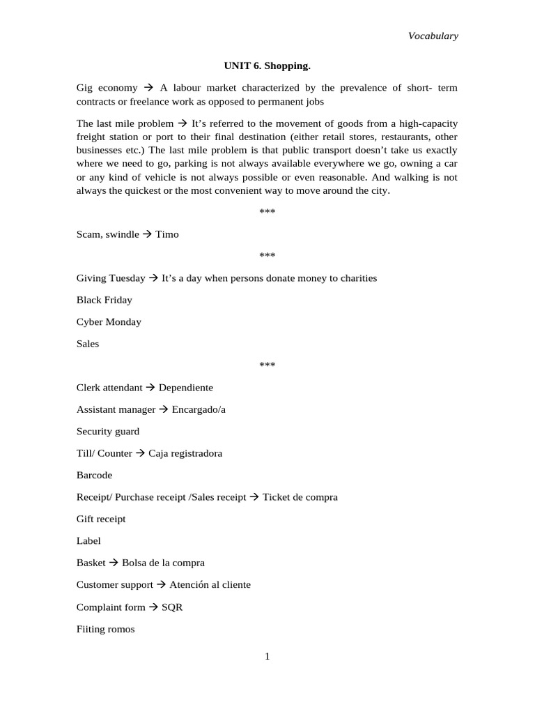 UNIT 6. Shopping | PDF