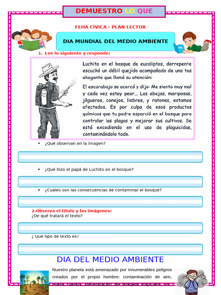 Ficha Adicional - Dia Del Medio Ambiente - Fecha Civica | PDF ...