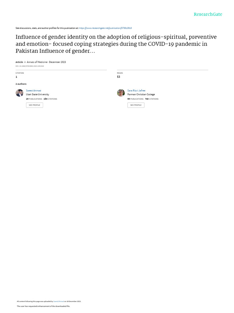 Gender Study S Jafree | PDF