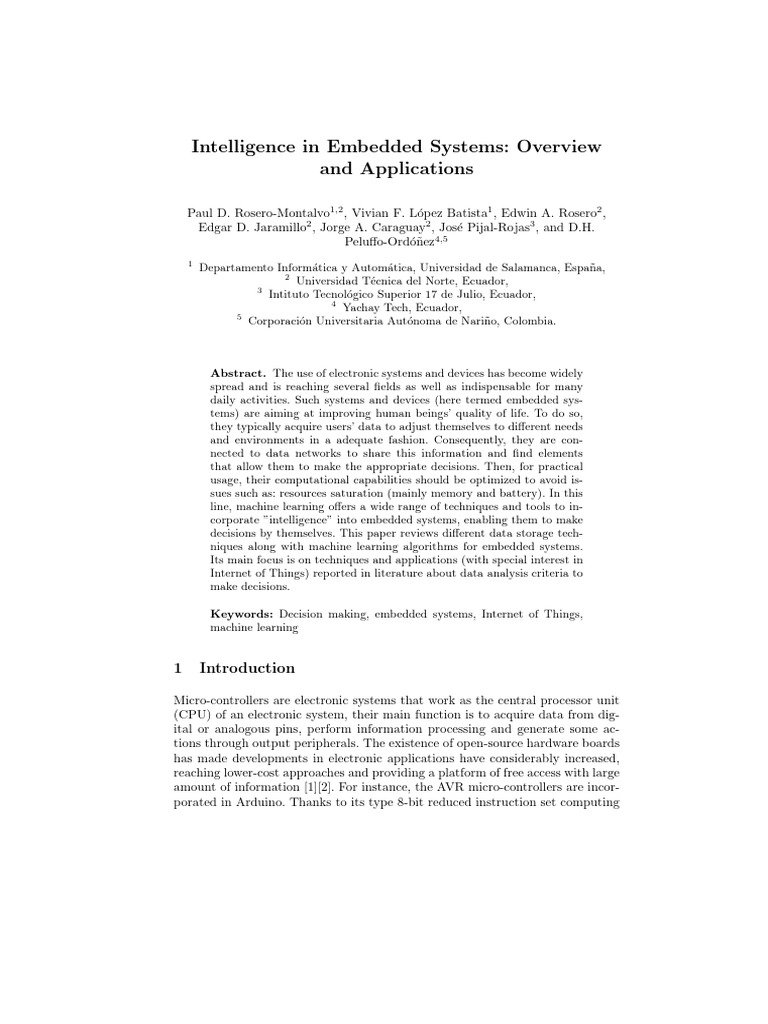 Intelligence in Embedded Systems Overview and Appl | PDF
