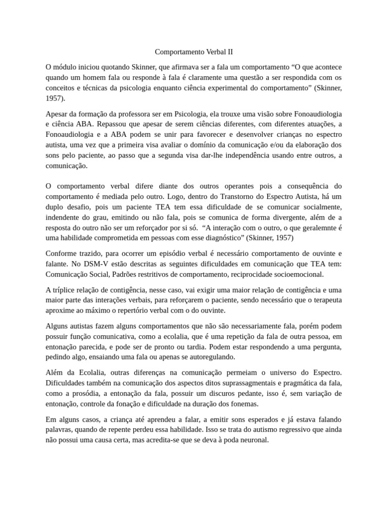 Comportamento Verbal II | PDF
