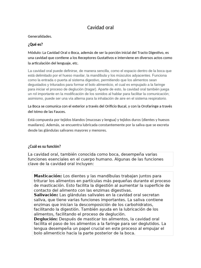 Cavidad Oral 2 | PDF