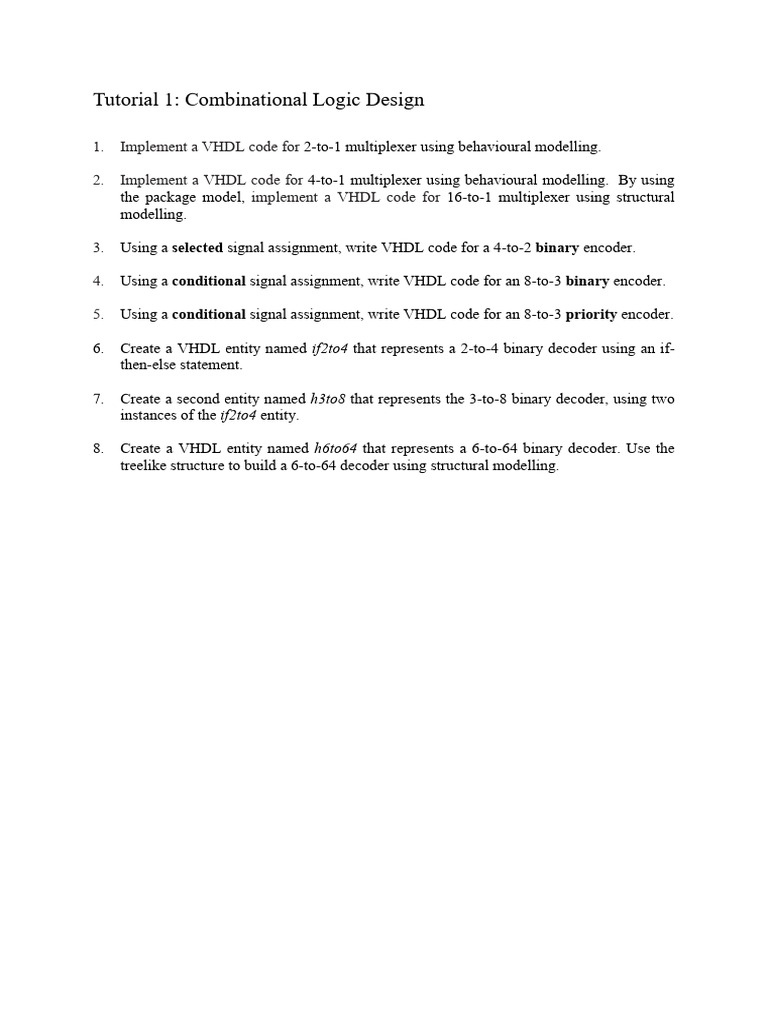 Tutorial 1 - Combinational Logic Design | PDF