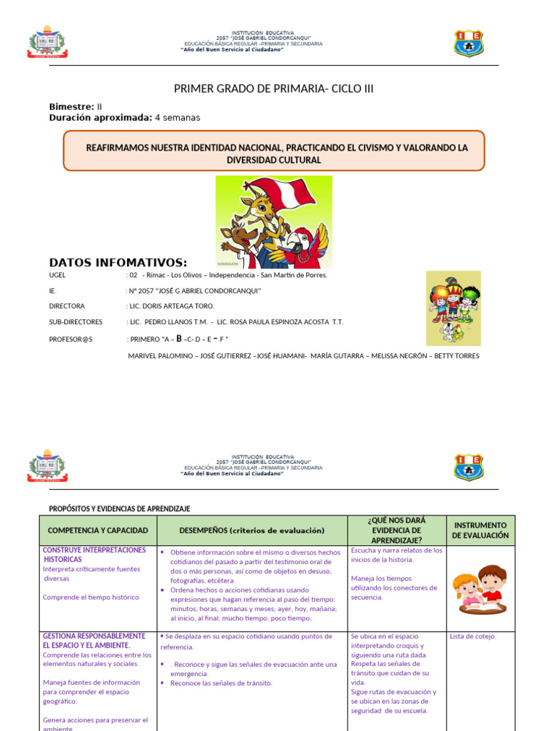 4 ° Unidad Primer Grado | PDF