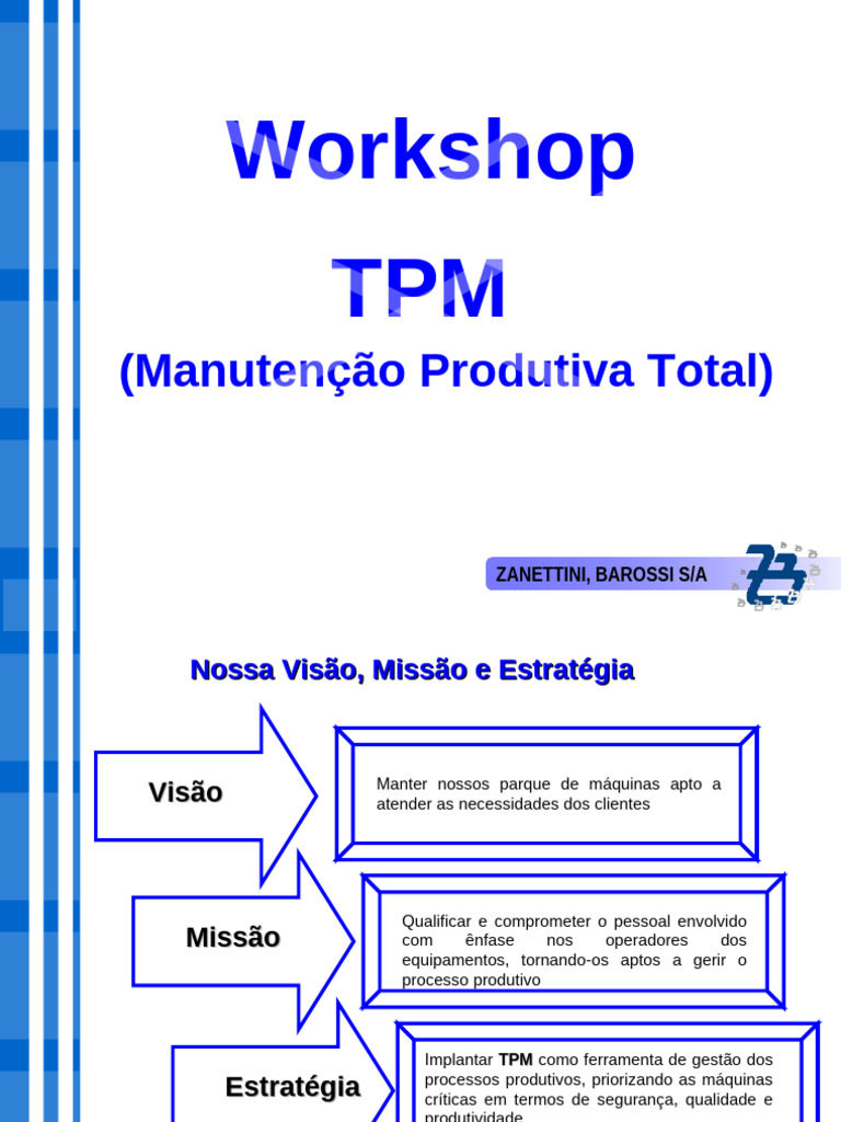 Workshop TPM: (Manutenção Produtiva Total) | PDF