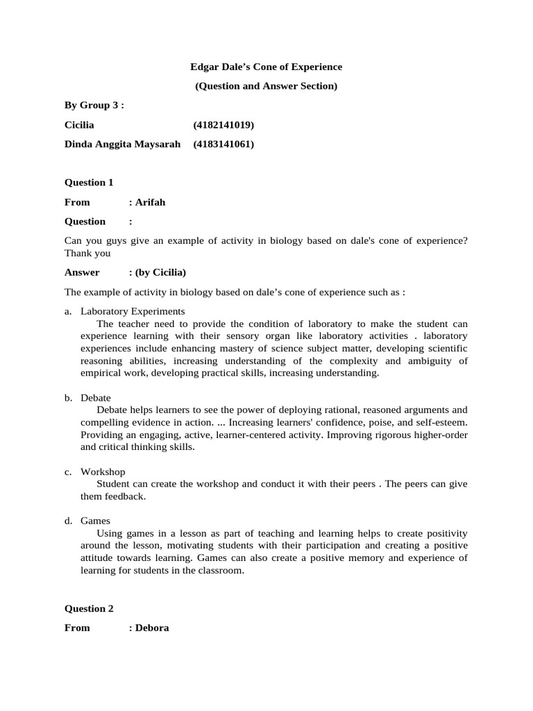Group 3 - Question and Answer Section | PDF