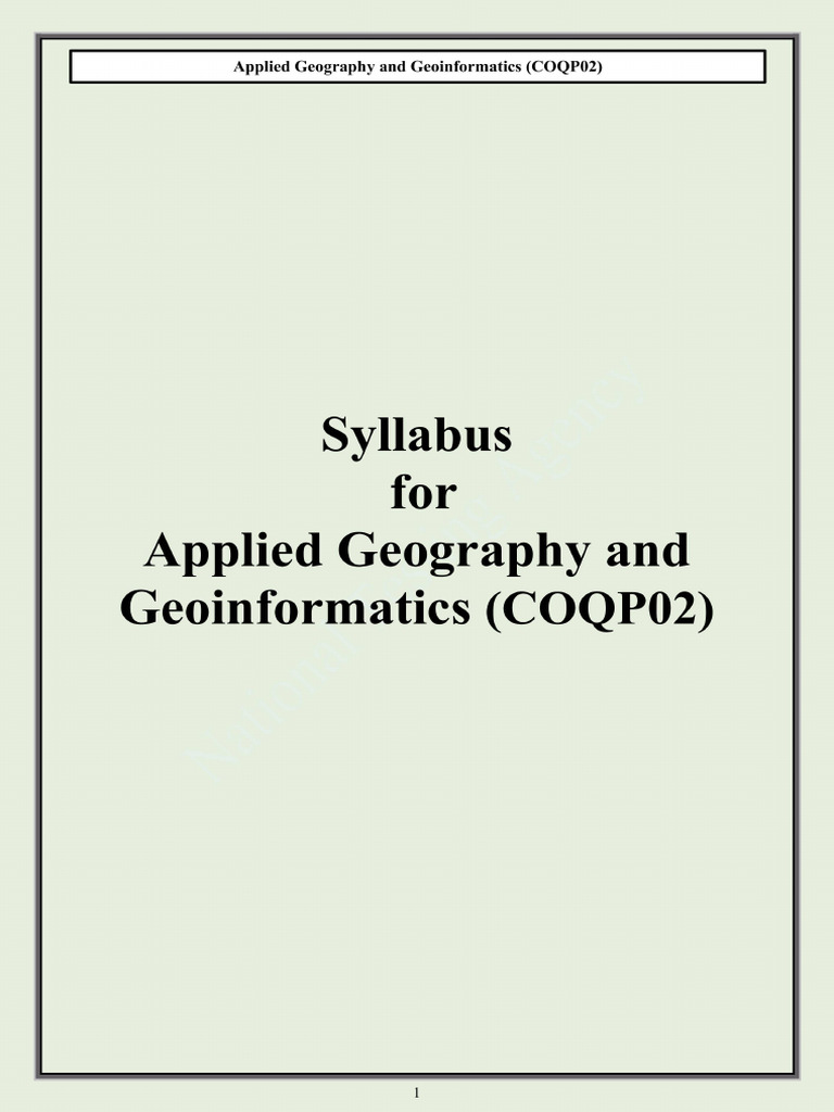 Applied Geography and Geoinformatics Coqp02 | PDF
