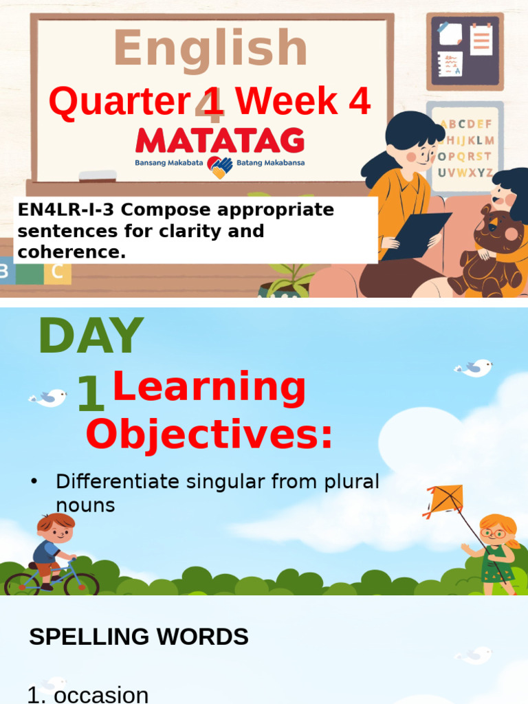 English4 Q1 Week4 PPT MATATAG @edumaymay | PDF